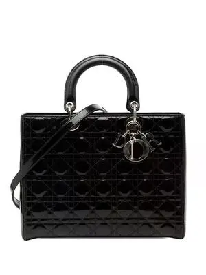 Dior Large Patent Cannage Lady Satchel - Black