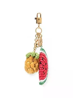 Dolce & Gabbana Fruit-charm Dg-logo Keyring Neutrals