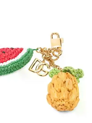 Dolce & Gabbana Fruit-charm Dg-logo Keyring - Neutrals