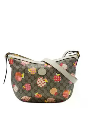Gucci Small Gg Supreme Les Pommes Ophidia Half Moon Crossbody Bag - Neutrals