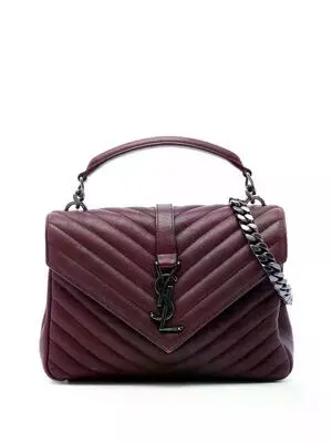 Saint Laurent Monogram College Satchel In Quilted Sheepskin - Red