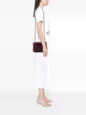 Saint Laurent Monogram College Satchel In Quilted Sheepskin - Red