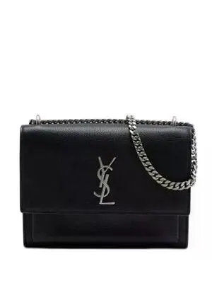 Saint Laurent Saint Laurent Medium Grained Calfskin Monogram Sunset Crossbody Bag Black