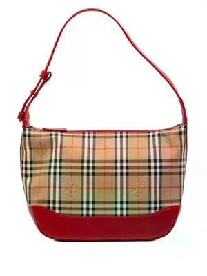 Burberry Haymarket Check Canvas Shoulder Bag - Red