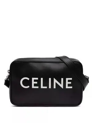 Celine Smooth Calfskin Logo Messenger Bag - Black
