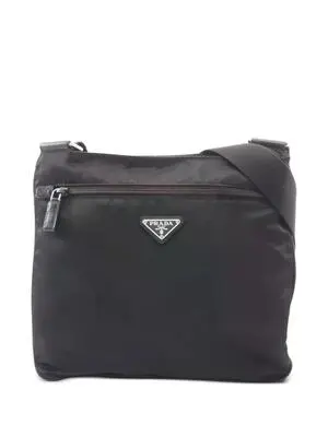 Prada Saffiano Leather Trim Shoulder Bag - Black