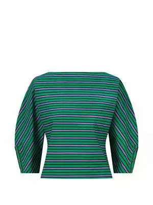 Lela Rose Striped Boat Neck Top