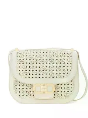 FERRAGAMO Double Gancini North-south Crossbody Bag - White