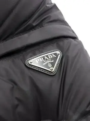 Prada Quilted Hooded Down Jacket With Signature Triangle Logo