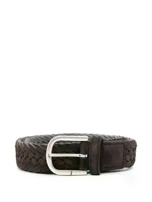 Canali Woven Leather Belt - Brown