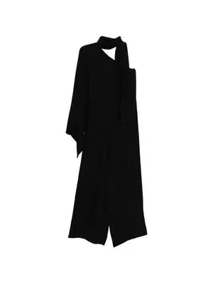 Valentino Garavani One-shoulder Gown With Scarf Detail - Black