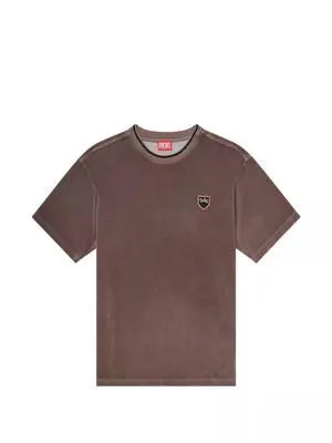 DIESEL® Chenille T-shirt With Shield Patch - Brown
