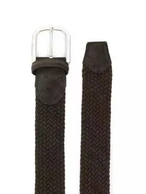 Canali Woven Suede Trimmed Belt