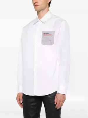 Dsquared2 Dropped-shoulder Logo-print Patch-pocket Cotton Shirt