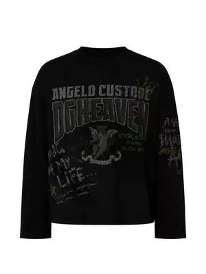 Dolce & Gabbana Graphic Print Raw-cut Sweater - Black