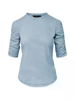 Veronica Beard Veronica Beard Waldorf Ruched Sleeve T-Shirt Blue