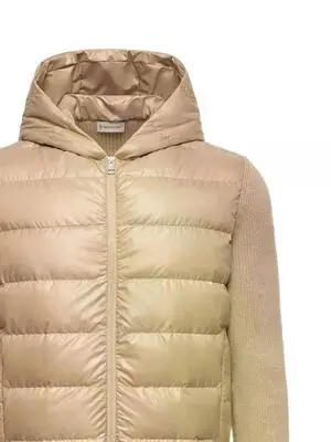Moncler Quilted Panel Puffer Jacket With Drawstring Hood - Neutrals