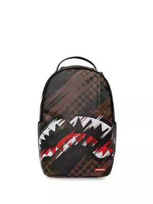 SPRAYGROUND Shark Print Checkered Backpack - Brown