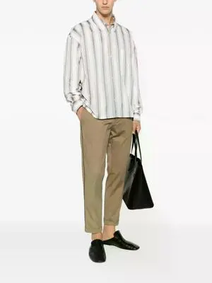 LOW BRAND Piped-trim Turn-up Trousers - Neutrals