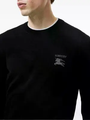 Burberry Wool Sweater With Equestrian Knight Design - Black
