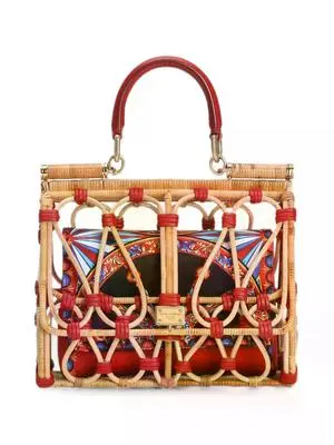 Dolce & Gabbana Sicily Handbag With Embroidery - Neutrals