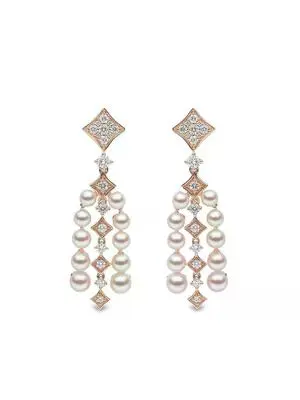 Yoko London 18kt Rose Gold Akoya Pearl And Diamond Drop Earrings - Pink