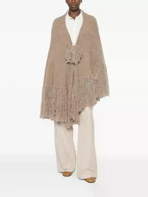 CHIARA IS Fringed-hem Cape - Neutrals