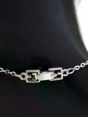 Givenchy G Logo Rhinestone Pendant Necklace - Silver