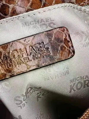 Michael Kors Logo Detail Python-embossed Tote Bag - Brown