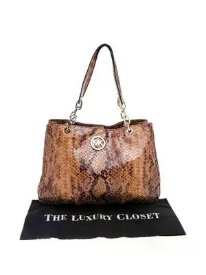 Michael Kors Logo Detail Python-embossed Tote Bag