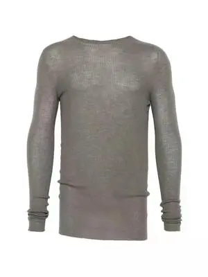 Rick Owens Ribbed Round Neck Long Sleeve Sweater - Grey