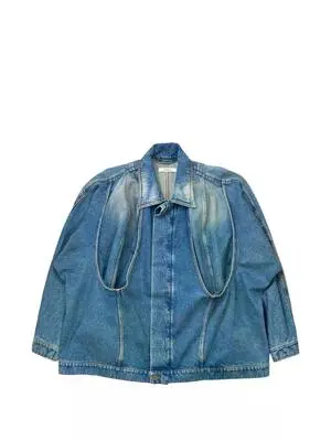TORISHÉJU Washed Draped-detail Denim Jacket