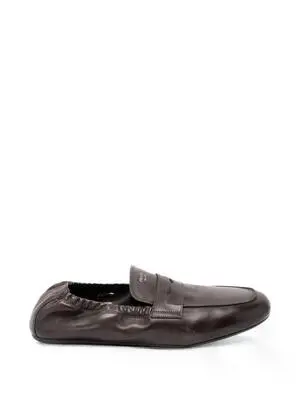 Prada Leather Loafers With Elasticated Heel - Brown