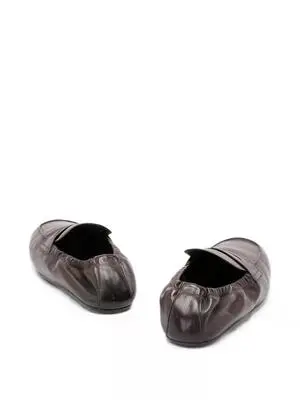 Prada Leather Loafers With Elasticated Heel - Brown