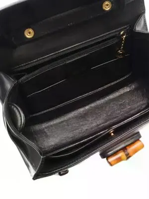Gucci 2000s Bamboo Handle Leather Tote Bag - Black