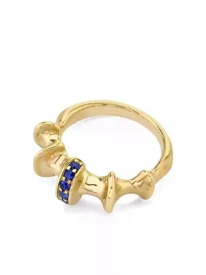 Vram 18k Yellow Blue Sapphire Ring