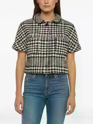 Red Valentino Houndstooth Patterned Cropped Jacket - Black