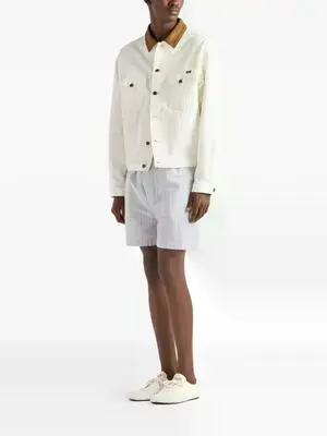 Prada Denim Jacket With Leather Collar