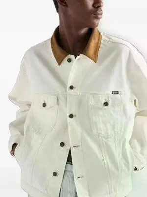 Prada Denim Jacket With Leather Collar