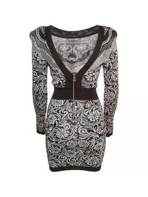 Balmain Long Sleeve V-neck Mini Dress
