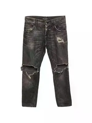 Dolce & Gabbana Distressed Straight-leg Jeans - Blue
