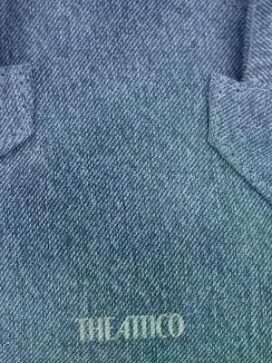 Attico Denim Effect Logo Print Tote Bag
