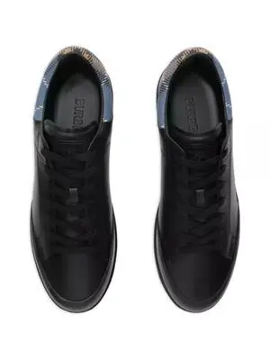 Burberry Set Leather Low Top Sneakers With Check Cuff