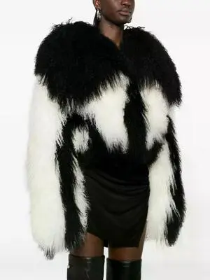 Attico Patterned Shearling Jacket - Black