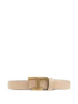 TOD'S Leather Belt With T Timeless Buckle - Neutrals