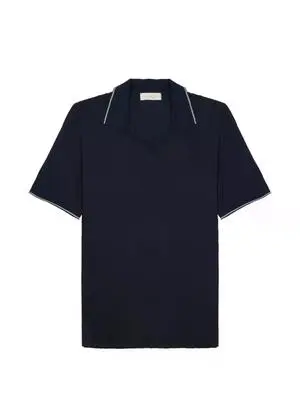 LUIGI GENTILE Contrast-trim Cotton T-shirt - Blue