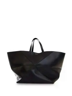 Loewe 2023 Shiny Calfskin Puzzle Fold Tote Bag - Black