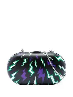 Prada Leather Clutch With Chain Crossbody Bag - Black