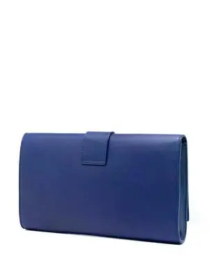 Saint Laurent Leather Clutch Bag With Gold-tone Y Hardware - Blue