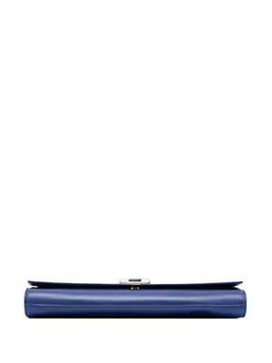 Saint Laurent Leather Clutch Bag With Gold-tone Y Hardware - Blue